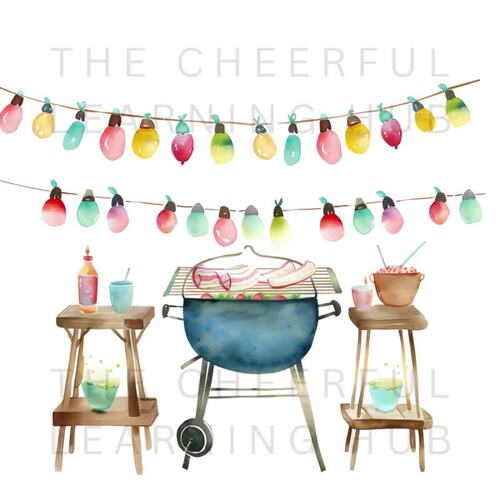 BBQ Clipart | 25 PNG Watercolor Summer Barbecue Images | Commercial Use