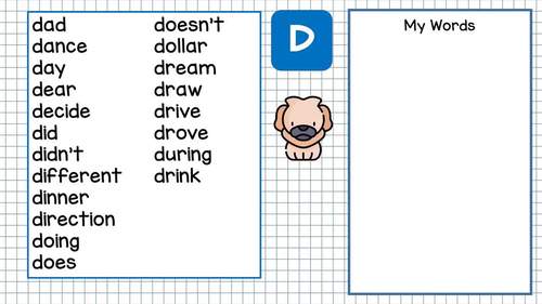 Distance Learning Digital Word Lists Google Slides by A Primary Owl