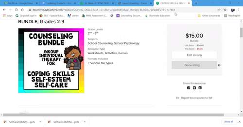 COPING SKILLS & SELF-ESTEEM Group/Individual Therapy BUNDLE; Grades 2-9