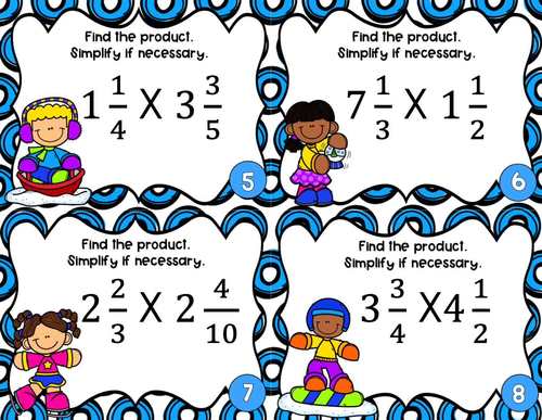 Multiplying Mixed Numbers Task Cards Winter Theme by Rebecca's Ready ...