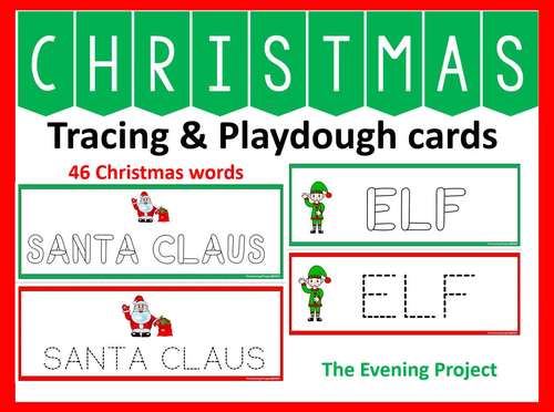 Christmas tracing and playdough cards for homeschool, Spec. Ed, and pre-k