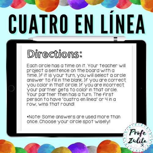 Telling Time in Spanish Game | Cuatro en línea by Profe Zulita | TPT