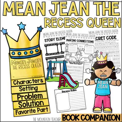 Mean Jean the Recess Queen Read Aloud Activities with Back to School Crafts