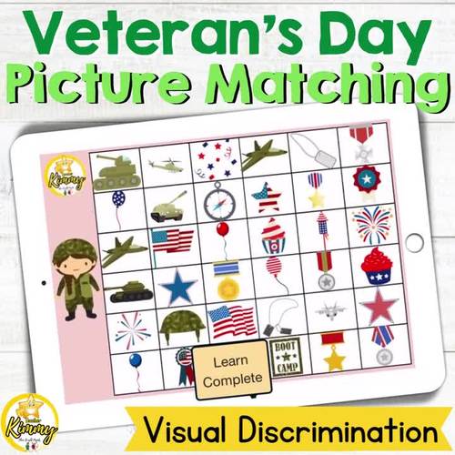 Veterans Day Picture Matching Boom Cards by Teacher Kimmy | TPT