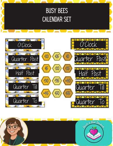 Busy Bees Clock Numbers by Hearts & High Standards | TPT