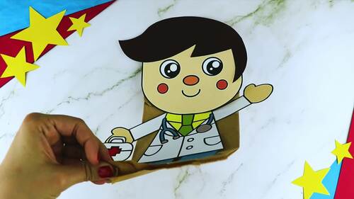 Doctor Paper Bag Puppet Craft Template by Simple Mom Project | TPT
