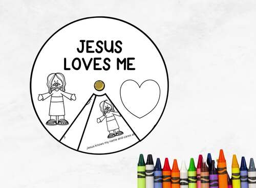 Jesus Loves Me Bible Spinning Wheel Craft for Sunday School Christian ...