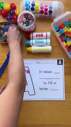 HOLLOW LETTERS | Fill, Count, Write, Spell | Counting Spelling Fine Motor