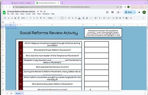 Social Reform Movements Online Review Game by Coach S History Hub