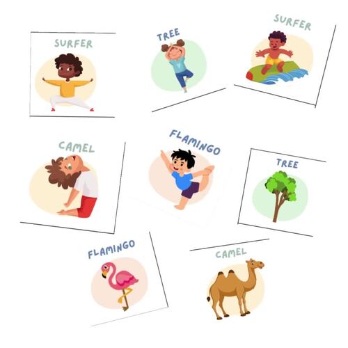 Kids Yoga Matching Cards - Gross Motor Skills + Memory Game | TPT