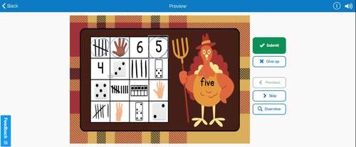 Turkey Number Sense Numbers 1-10 Thanksgiving November Boom Cards