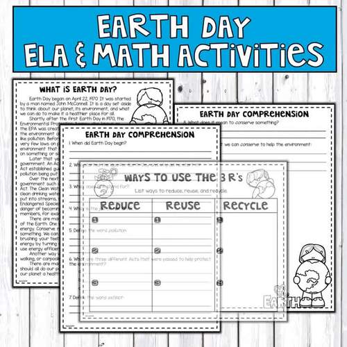 Earth Day ELA & Math Activities | NO PREP Packet | Digital & Print
