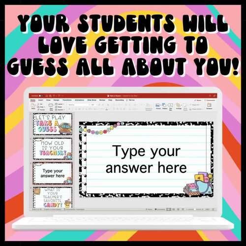 Take a Guess About Your Teacher Game | Get to Know You Game Back to ...