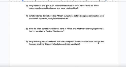 Ancient Africa Review Sheet | East & West African Empires Study Guide