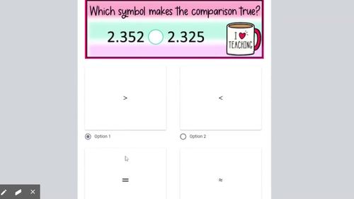 5th Grade Compare and Order Decimals Quiz Google Classroom by Loving Math