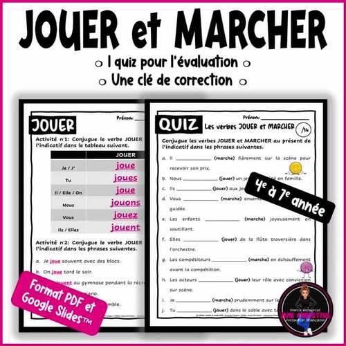 Les verbes JOUER et MARCHER au présent de l'indicatif I Activités et quiz
