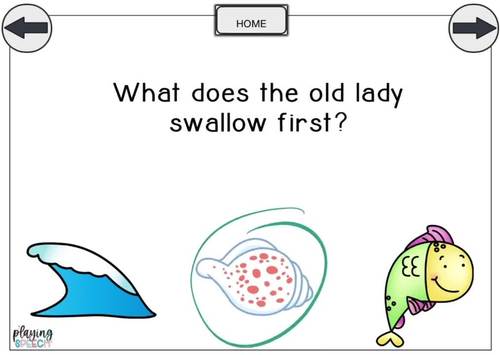 There Was An Old Lady Who Swallowed A Shell Book Companion Boom Cards