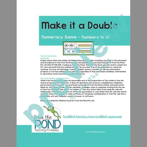Create a Double – Hands-On Addition Strategy Game by From the Pond