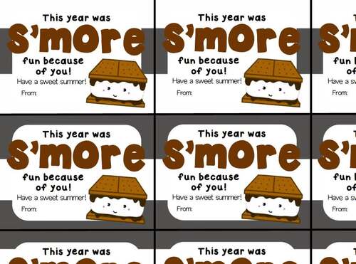 Smores End of Year (EOY) Gift Tag- This year was s'more fun because of you!