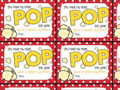 Popcorn Snack End of Year Gift Tag- You made my heart POP this year!