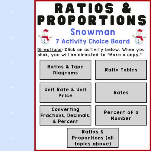 Ratios & Proportions | Holiday Winter Snowman | 7 Math Digital Activity ...