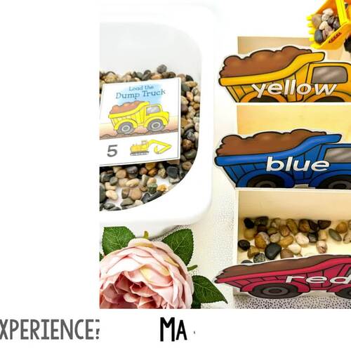 Dump Truck Counting Sensory Bin - Construction Math Activity Center