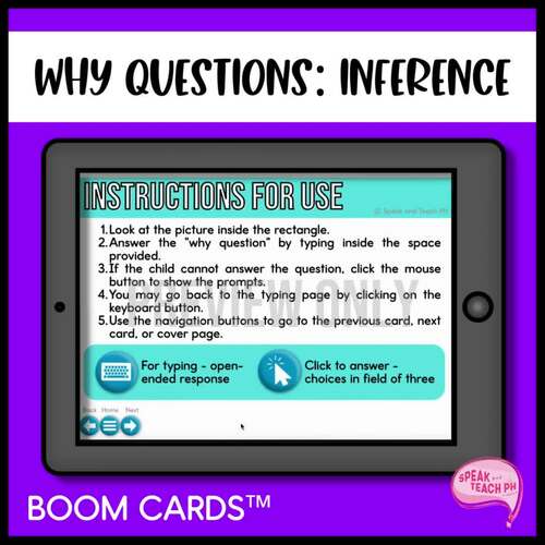 Why Questions Visual Inference No Prep Speech Therapy Boom Cards™