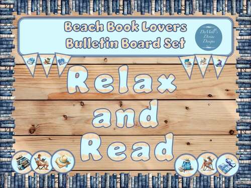 Beach Book Lover Bulletin Board Set: Borders, Letters and Cutouts