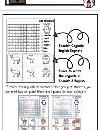 Cognates Word Search Busca palabras de cognados by La Maestra Pati Bilingue