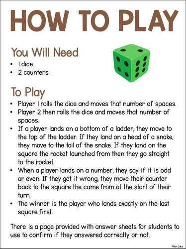 Odd and Even Numbers Snakes and Ladders Board Game - Fun Classroom Game