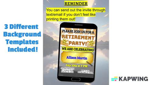 Retirement Party Invitations THREE templates to choose EDIT ON GOOGLE ...
