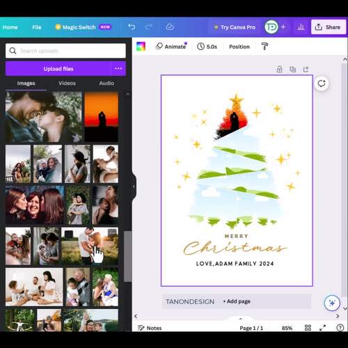 Editable Christmas Photo Collage Card Printable, Editable Family ...