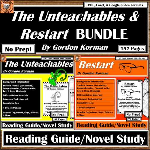 "The Unteachables" and " Restart " Reading Guide /Novel Study BUNDLE ...