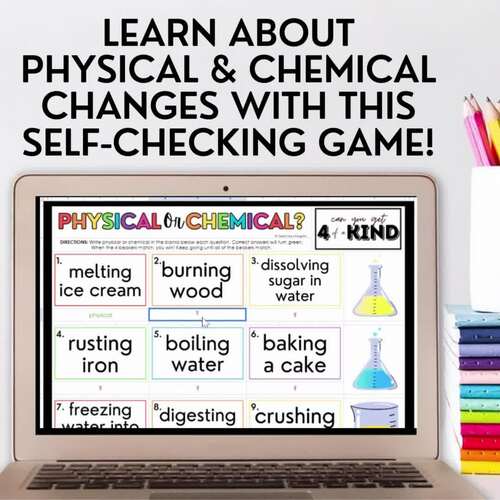 Physical and Chemical Changes Sort Activity - Self Checking Digital ...