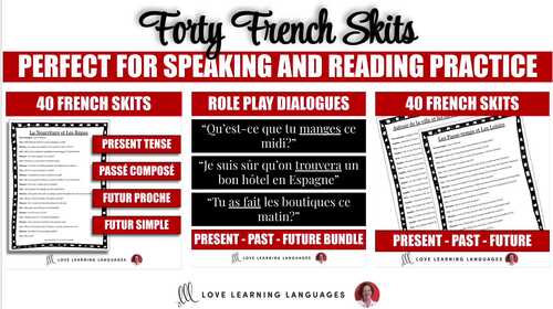 French Role Play Skits - Dialogues Bundle - Present, Past, Future Tenses