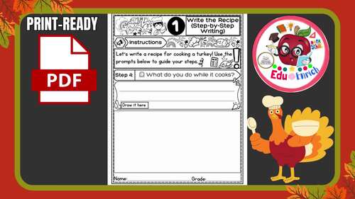 How To Cook A Turkey Template | Preschool Thanksgiving Writing & Craft Book