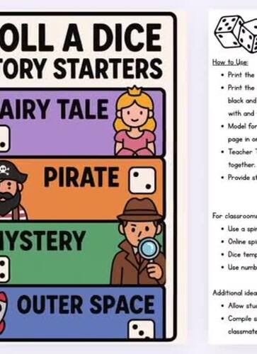 Roll a Dice Story Starters: Genre Edition Perfect for Early Writers