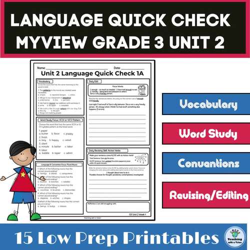 myView Grade 3 Unit 2 MEGA BUNDLE 2 Language Quick Check, Word Study ...