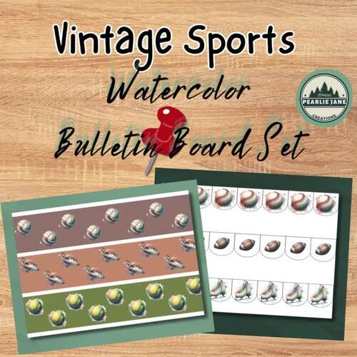 Vintage Sports Watercolor Bulletin Board Borders- Classroom Decor