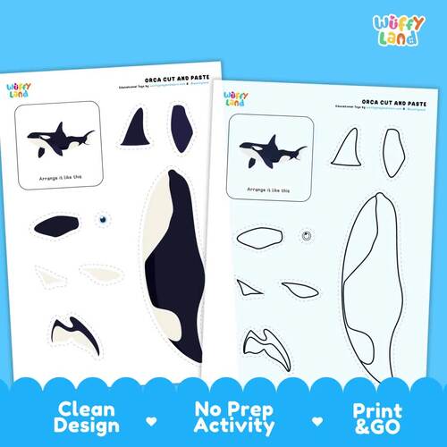 Orca Craft | Cut and Paste Activity + Coloring Page | Fine Motor ...