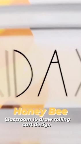 Honey Bee Classroom Decor labels 10 drawer rolling cart EDITABLE