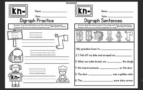 Kn Worksheet Packet - Digraphs Worksheets + Activities PreK ...