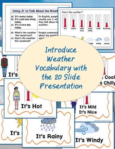 ESL Newcomers Weather Vocabulary Presentation, Flashcards, Activity