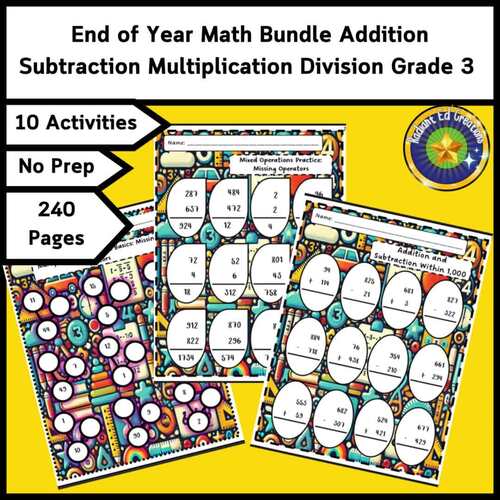 End of Year Math Bundle Addition Subtraction Multiplication Division ...
