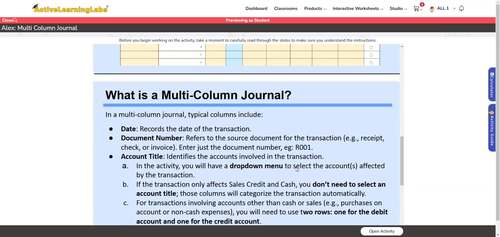 Multi Column Journal: Interactive Accounting Worksheet by ...