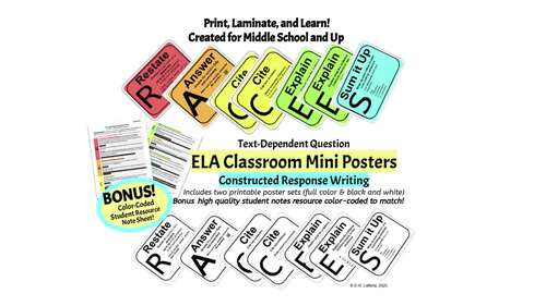RACE & RACECES Writing Strategies Mini Posters & Student Note Sheet ...