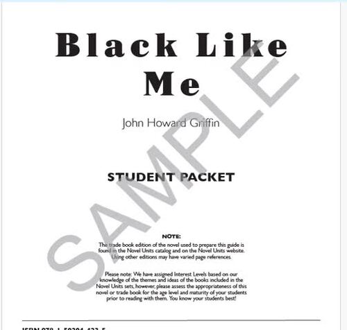 Black Like Me Novel Units® Student Packet Novel Study | TPT