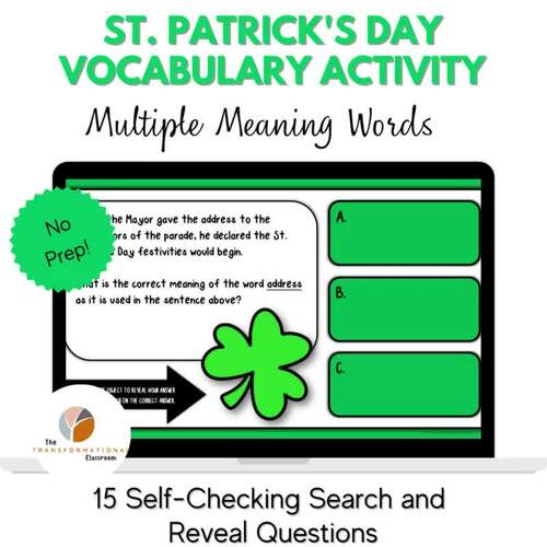 St. Patrick's Day Multiple Meaning Vocabulary Word Game for Middle School