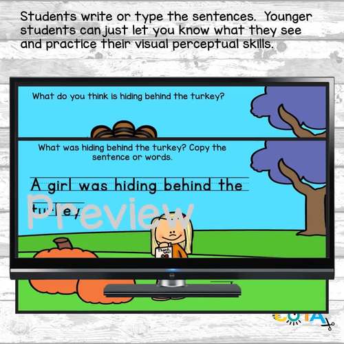 Thanksgiving Visual Perceptual Skills Writing Prompts With Pictures & Words