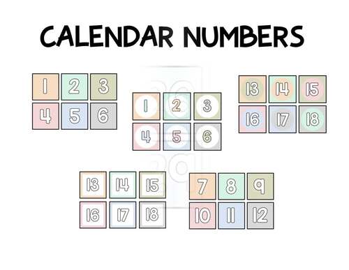 Printable Boho Pocket Size Number Labels, Calendar Numbers, Number Plates